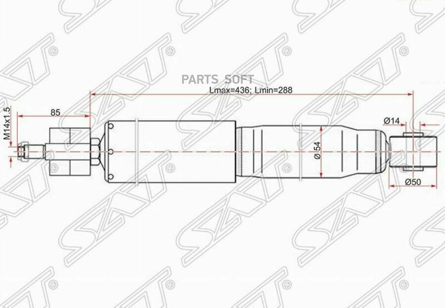 Амортизатор Toyota Land Cruiser (J100) 98-07 / Lexus LX 98-07 (Спереди/ Справа=Слева) SAT ST-48511-69545 | цена за 1 шт