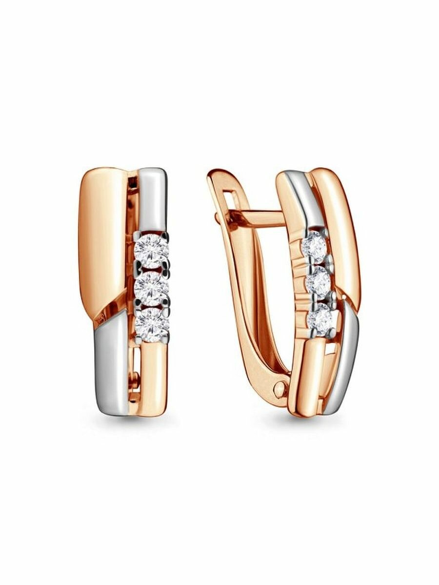 Серьги, красное золото, 375 проба, фианит