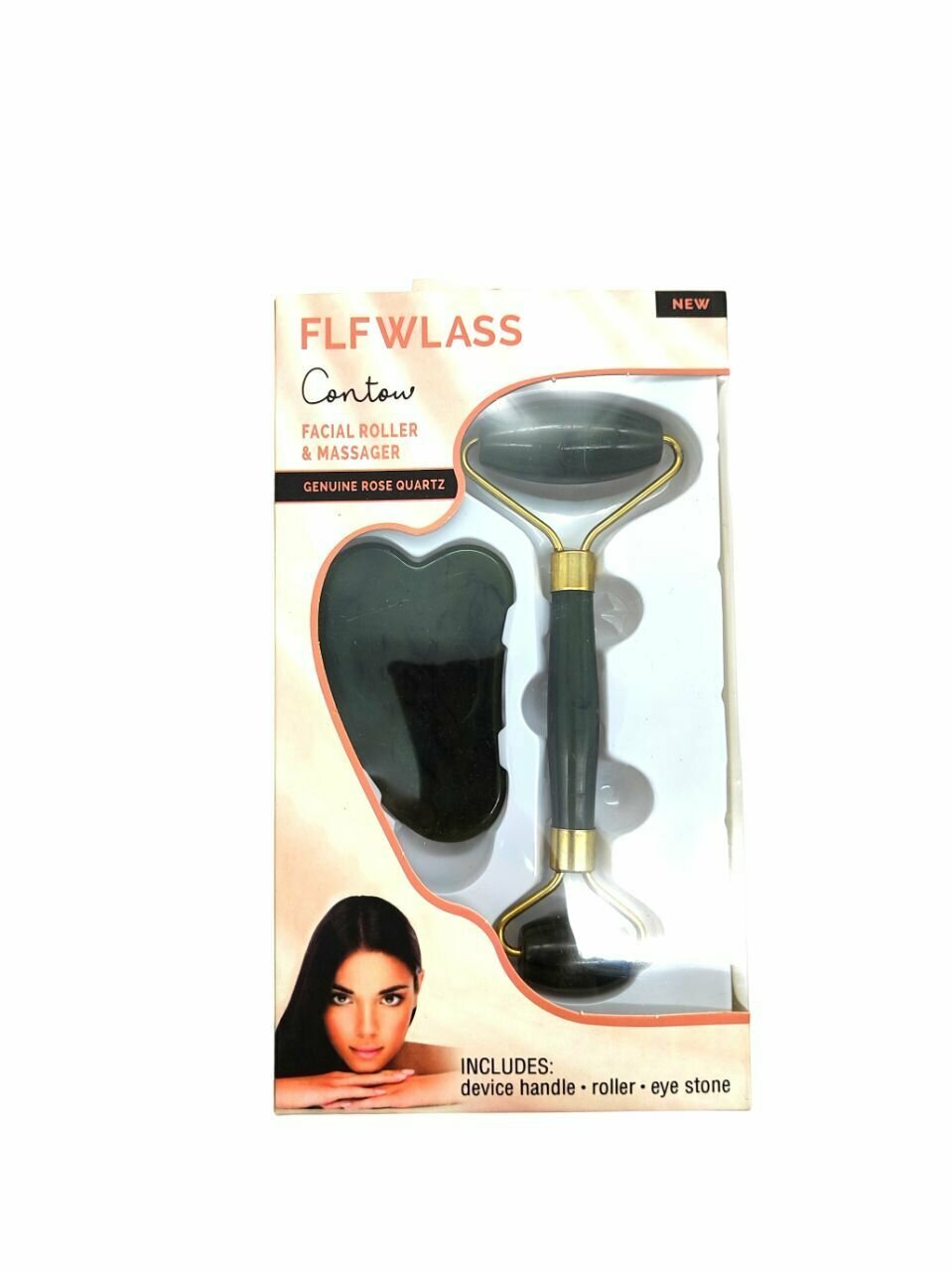 Массажный набор "Роллер и Скребок Гуаша", для лица/тела/шеи, оливковый