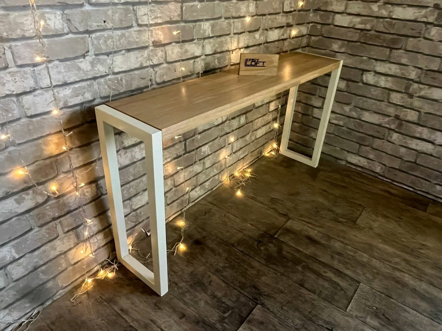 Консоль "EasyLOFT" в стиле лофт, массив дуба бессучковый, 150х30х75 см.