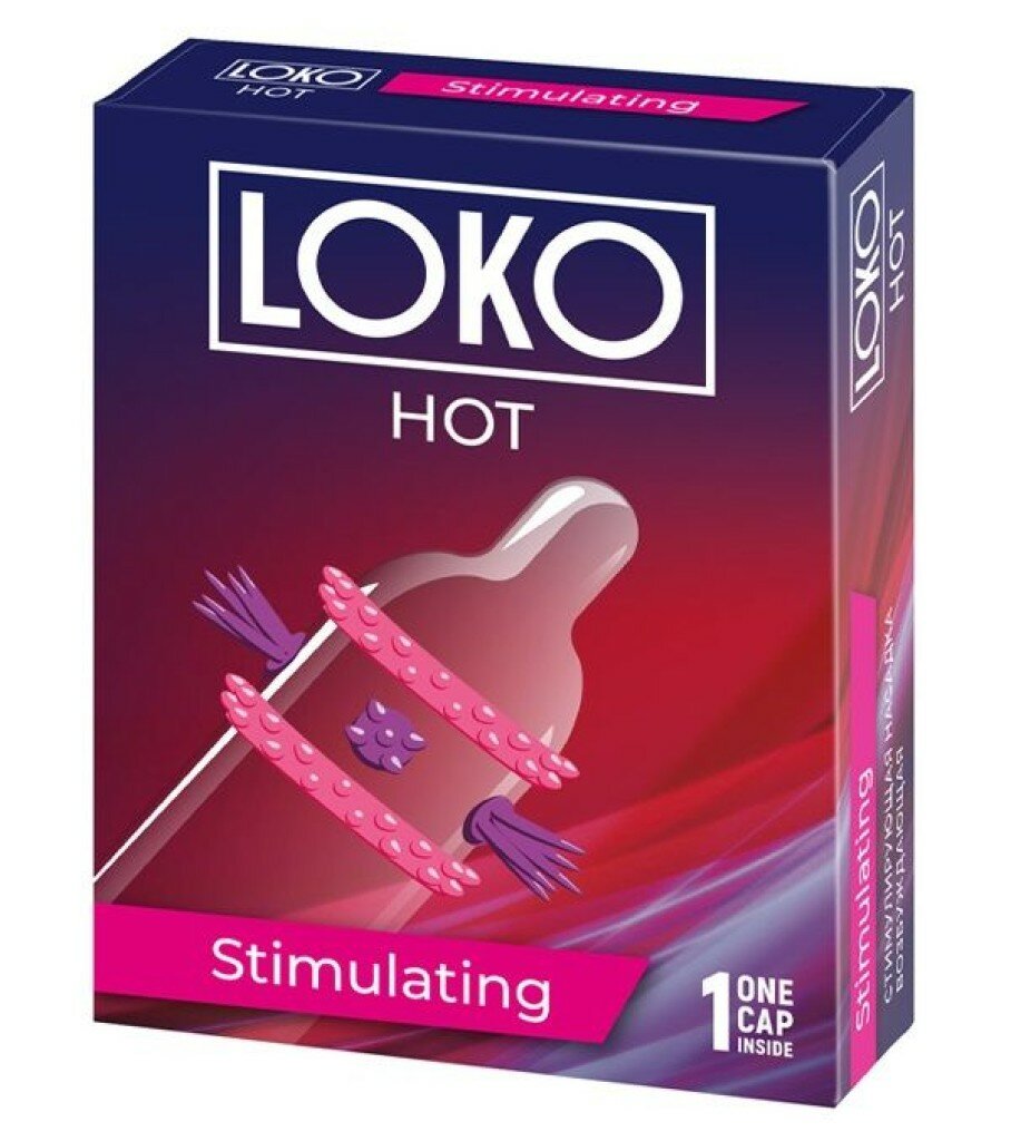 Стимулирующая насадка LOKO HOT с рельефом, безцветная с усиками