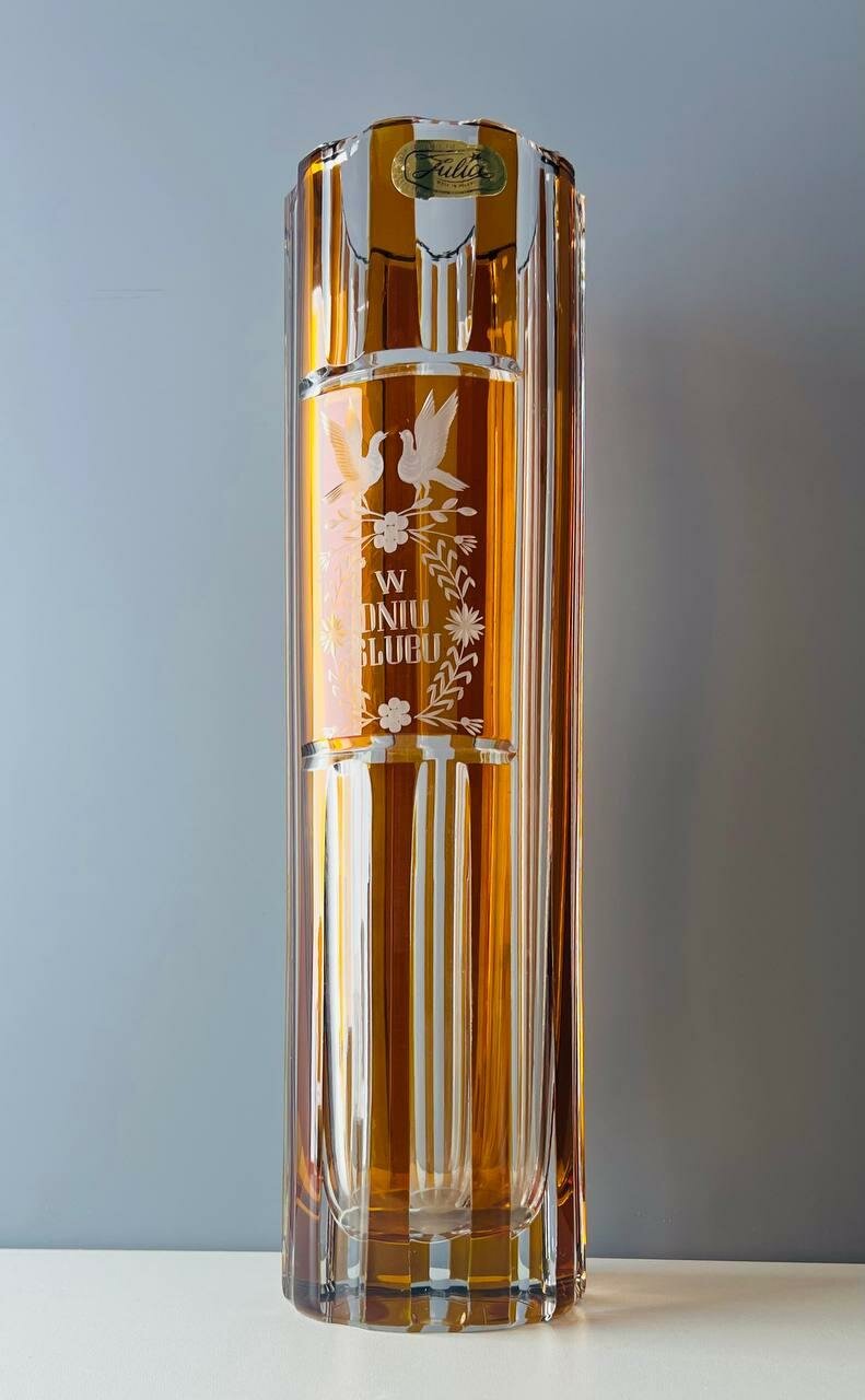 Ваза "В День свадьбы". Цветное стекло з-д Julia. Польша, 1990-е.