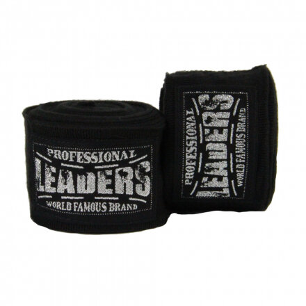 Боксерские бинты Leaders эластичные 4м - черные