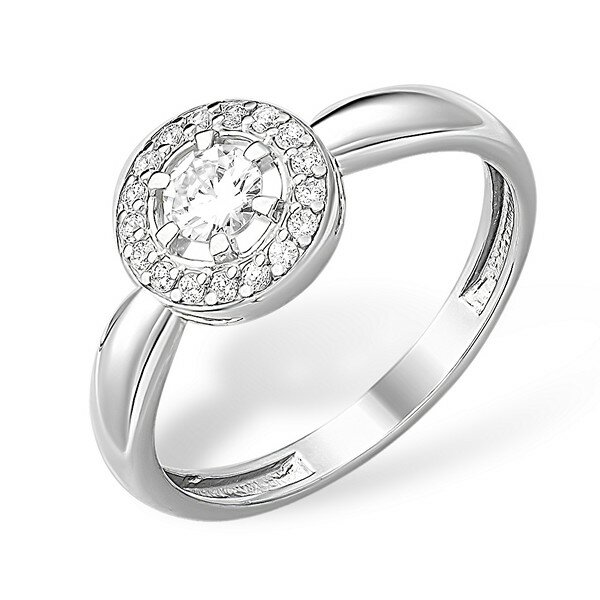 Кольцо, серебро, 925 проба, родирование, фианит