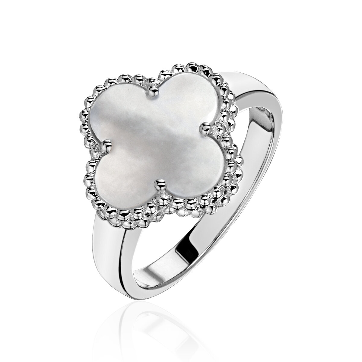 Кольцо, белое золото, 585 проба, перламутр