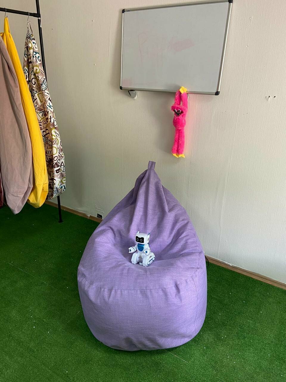 Кресло-мешок Комфорт Комфорт, сиреневая рогожка (Puffdom пуф, кресло, бескаркасная мягкая мебель)