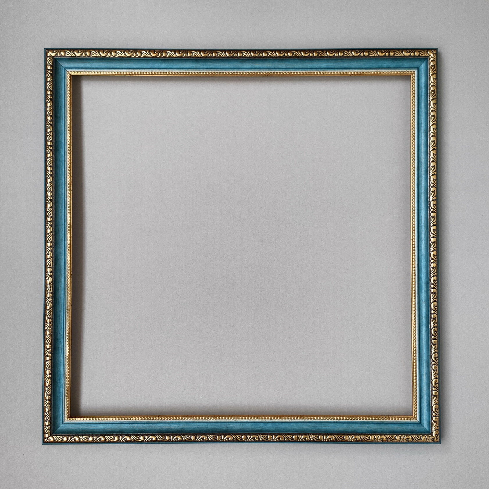 Багетная рама для картин BR60 40x40 см, цвет: бирюзовый, без стекла и задника