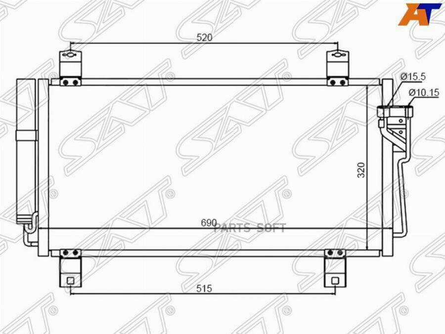 Радиатор кондиционера Mazda 6 07-12 / Atenza 07-12 SAT ST-MZ25-394-0 | цена за 1 шт