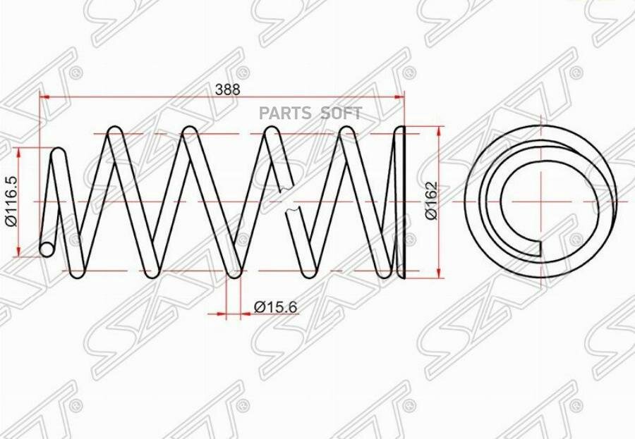 Пружина подвески Toyota Land Cruiser Prado (J120) 02-09 (Сзади/ Комплект) SAT ST-62302 | цена за 1 шт