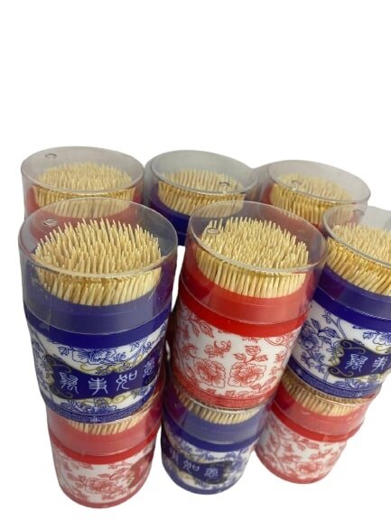 Зубочистки бамбуковые, двусторонние, в баночке, набор - 12 штук