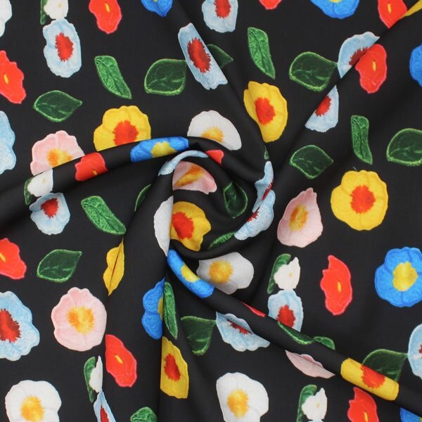 Ткань искусственный шелк с цветочным принтом 100х140 см