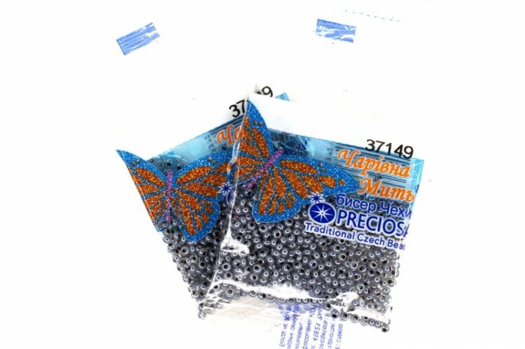 Бисер чешский PRECIOSA круглый 10/0 37149 серый непрозрачный, 5 грамм