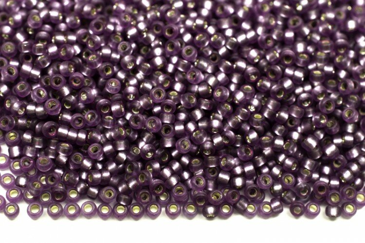 Бисер японский MIYUKI круглый 15/0 #1655 фиолетовый полуматовый, серебряная линия внутри, 10 грамм