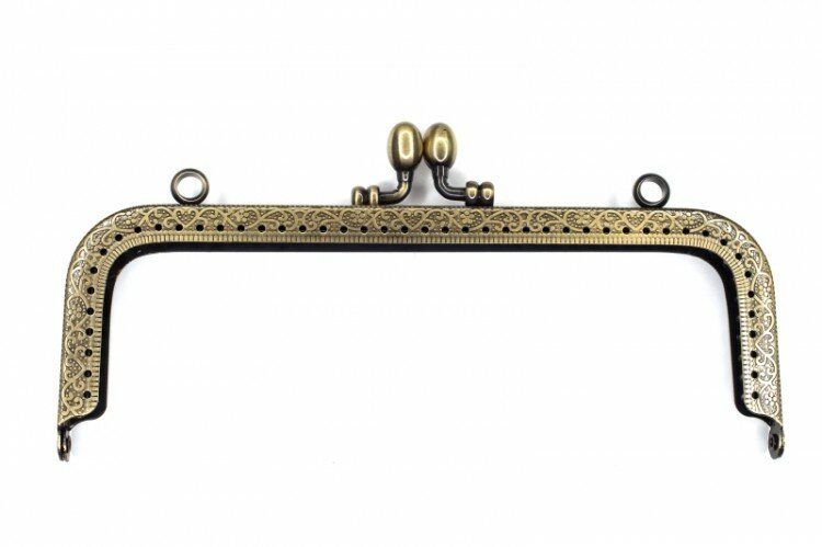 Фермуар (замок для сумочки) 180х85х12мм, цвет античная бронза, железо, 1006-026, 1шт