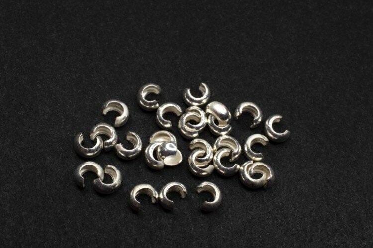 Кримпы (бусины зажимные) TierraCast 3мм, цвет серебро, 01-0032-01, 2шт