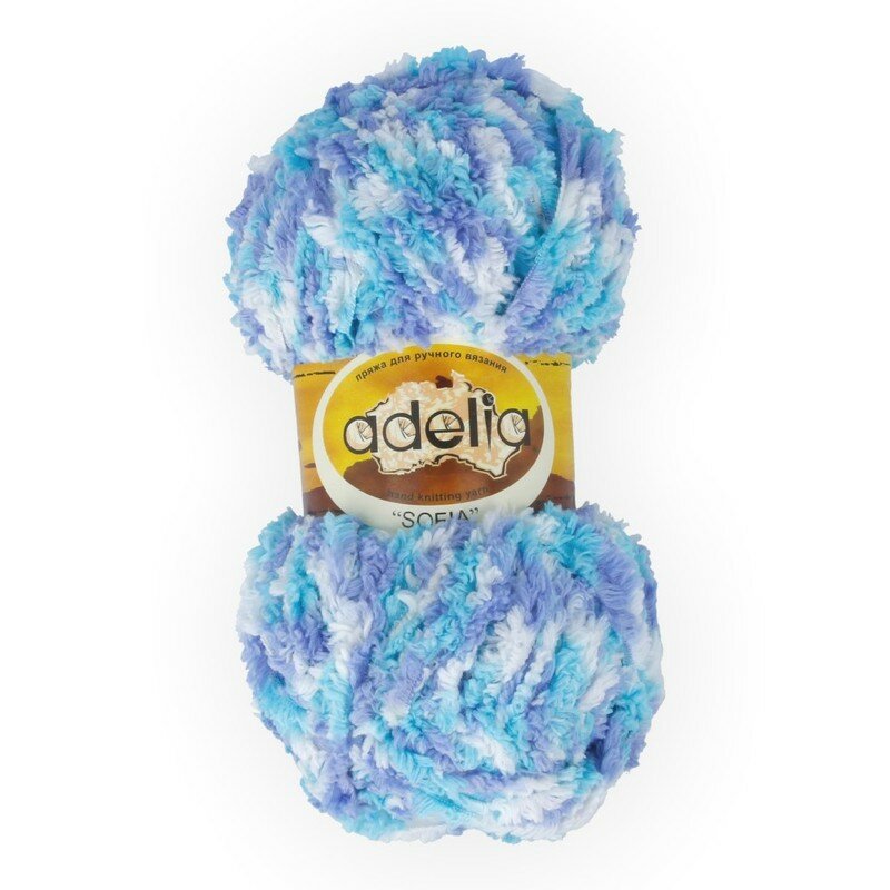 Пряжа ADELIA "SOFIA" 100% полиэстер 50 г 90 м №09 бирюза/синий/белый