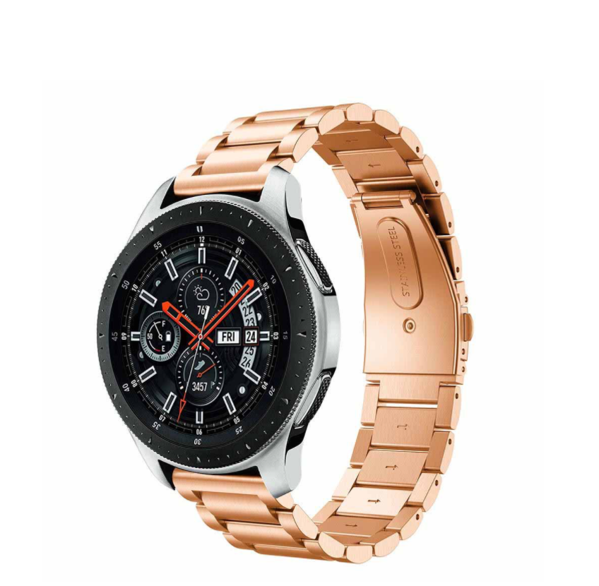 Сменный ремешок-браслет MyPads Inox Clip стальной для умных-смарт часов Samsung Galaxy Watch 3 45мм SM-R840NZKACIS из нержавеющей стали розовое золото