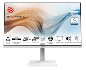 Монитор MSI 27" Modern MD272XPW белый IPS LED 1ms 16:9 HDMI M/M матовая HAS Piv 300cd 178гр/178гр 1920x1080 100Hz DP FHD USB 5.85кг