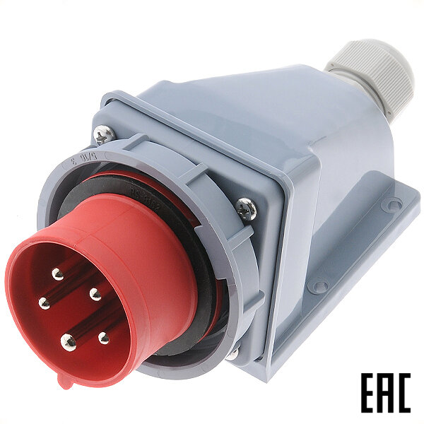 Вилка стационарная ВС-103 26171DEK 16А 380В 3P+PE+N IP67 CEE515W-6 DEKraft (2 шт. в наборе)