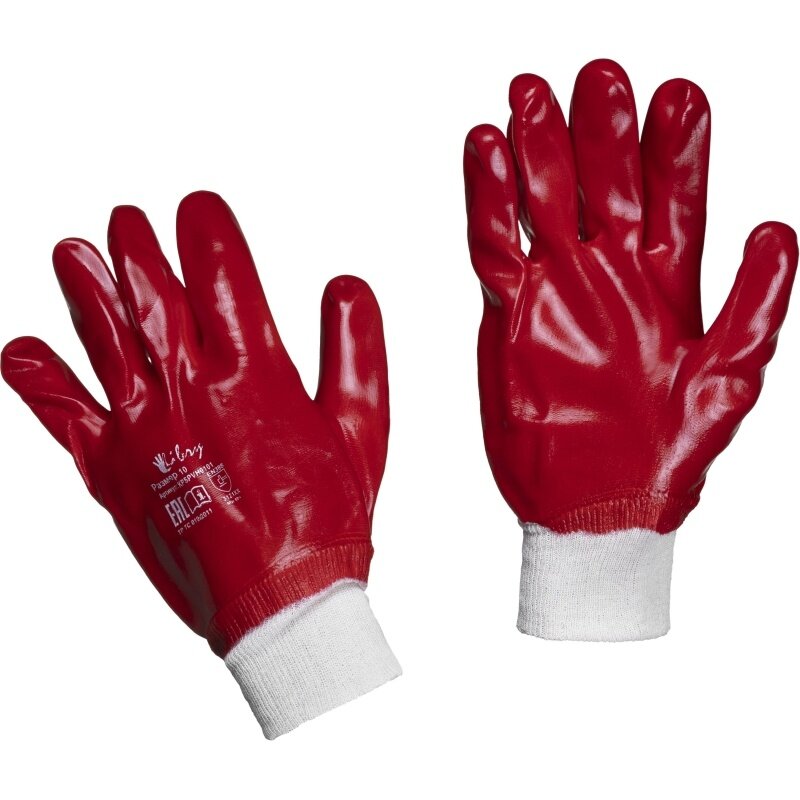 Перчатки защитные Libry Гранат, хлопковые с ПВХ покрытием красные, размер, XL, 12 пар (KPSPVH0101)