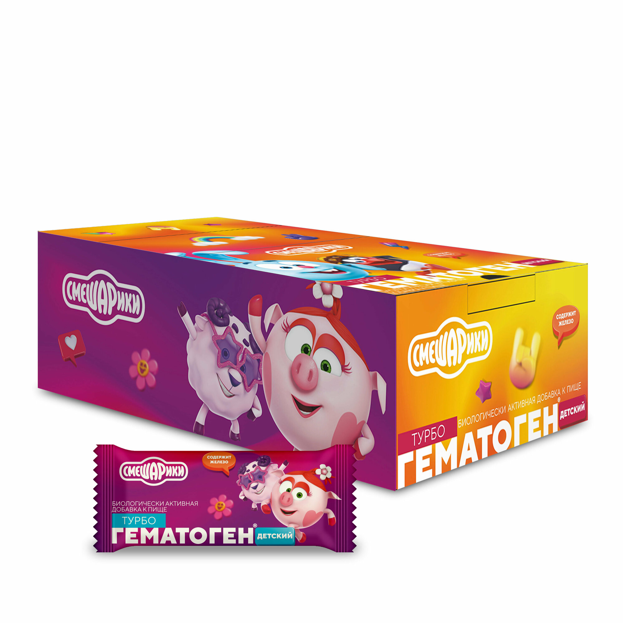 Гематоген детский Турбо Смешарики 35 г x 24шт.