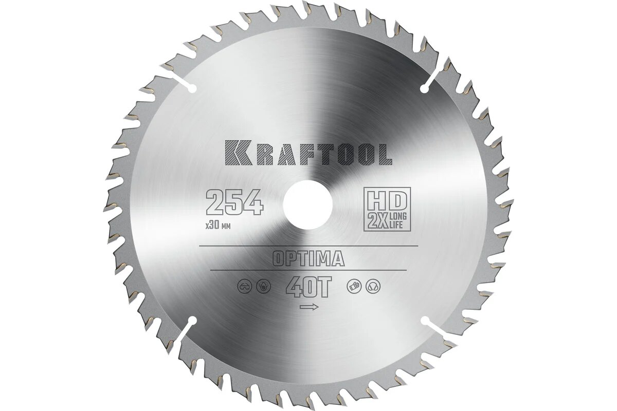 KRAFTOOL Optima диск пильный по дереву 254x30мм 40т 36951-254-30