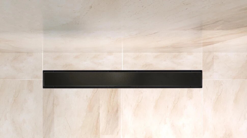 Душевой трап (лоток) BelBagno Luce BB-LD-LUCE-90-NERO 83,96 см, с решеткой, 2 в 1 под плитку, черный матовый