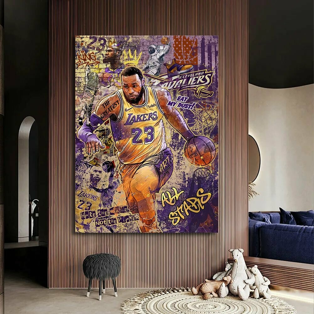Картина ВсеКартины. тут "Легенда NBA", стиль поп-арт, холст, дерево, 50 см x 70 см