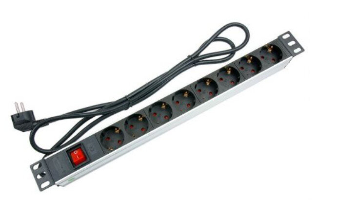 Блок розеток Cabeus "PDU-8P-2EU", для 19-дюймовых шкафов, 8 розеток, черный