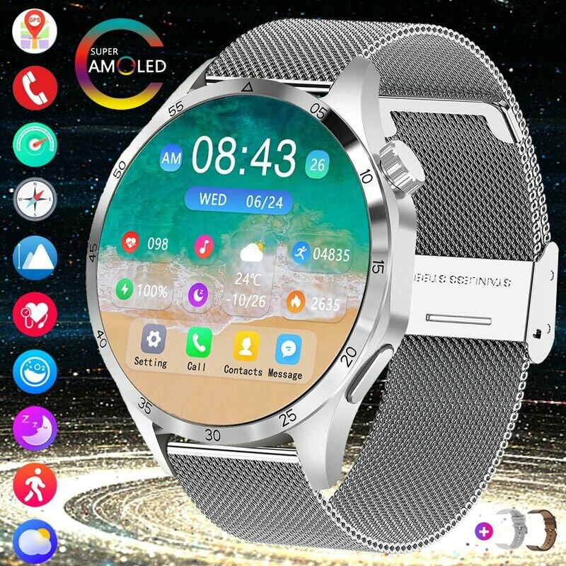 Умные часы Smart Watch Premium 4 Pro, Edition 2024-2025, 46мм, 3 ремешка в комплекте, (наручные смарт часы для айфон/андроид) электронные