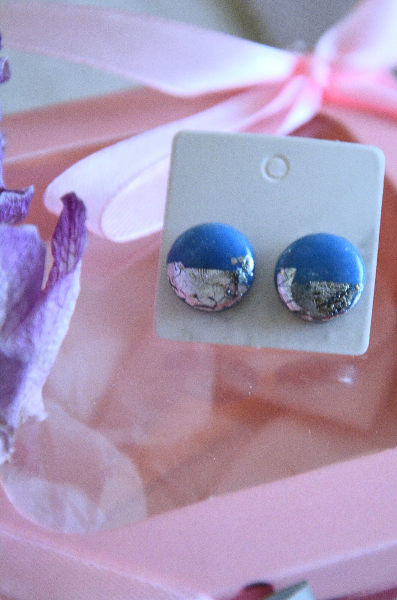 Серьги пусеты, полимерная глина