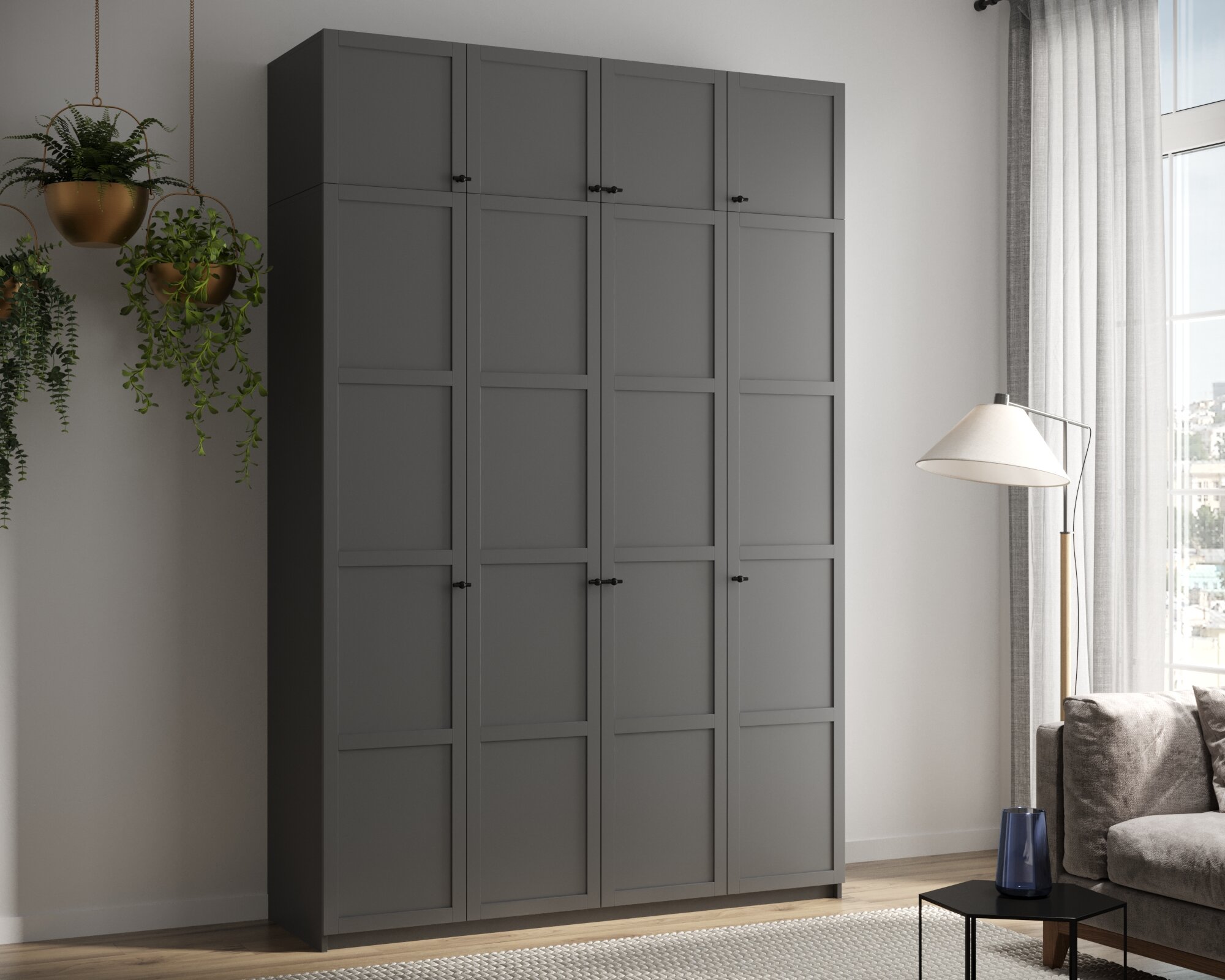 Шкаф распашной для одежды " Берг 8" 160х240х50 Серый графит / Графит