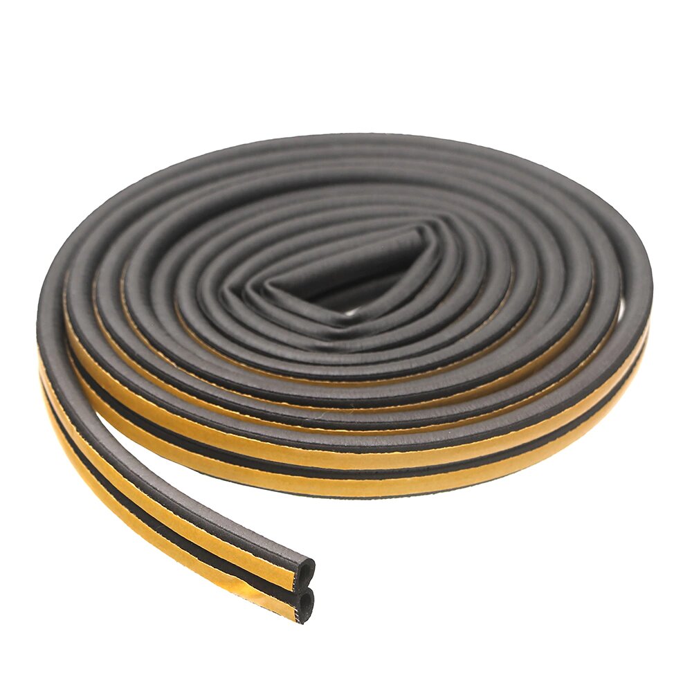 Уплотнитель для дверей и окон самоклеящийся P-профиль для щелей 3-5 мм 6 м черный