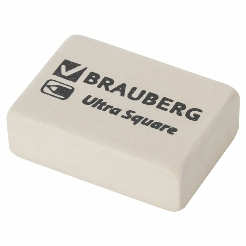 Ластик BRAUBERG "Ultra Square", 26х18х8 мм, белый, натуральный каучук (36 штук в упаковке)
