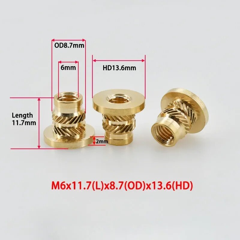 Гайка латунная M6x11.7xOD8.7, 10шт