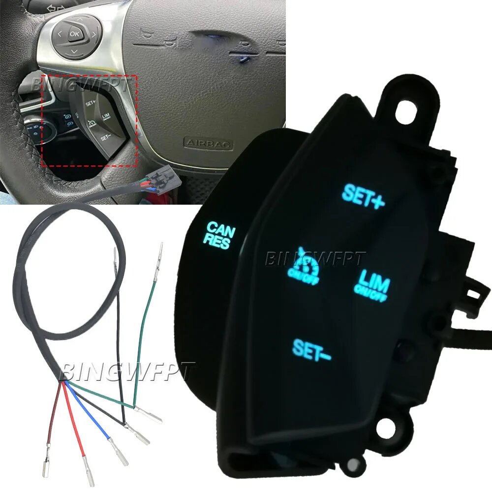 BINGWFPT для Ford Focus 3 2012-2014 Kuga 2012-2015, переключатель круиз-контроля, многофункциональная кнопка на руле, комплект автомобильных аксессуаров