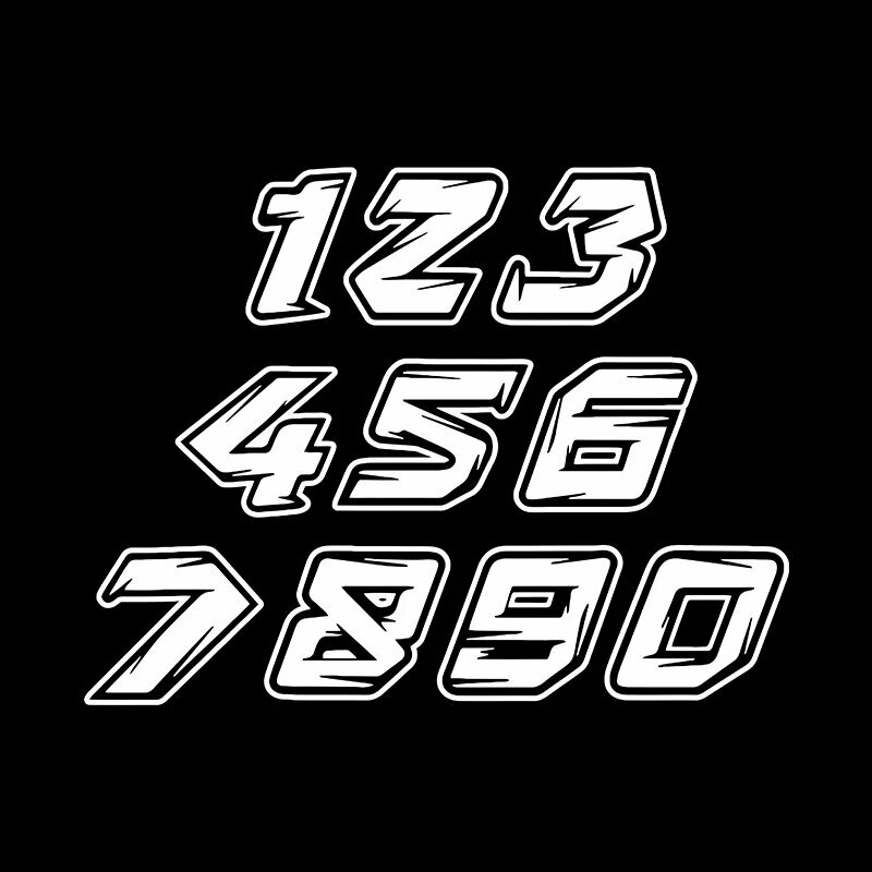 Гоночные цифры на заказ 0 1 2 3 4 5 6 7 8 9, автомобильные наклейки с белый, Height 5cm, Number 0