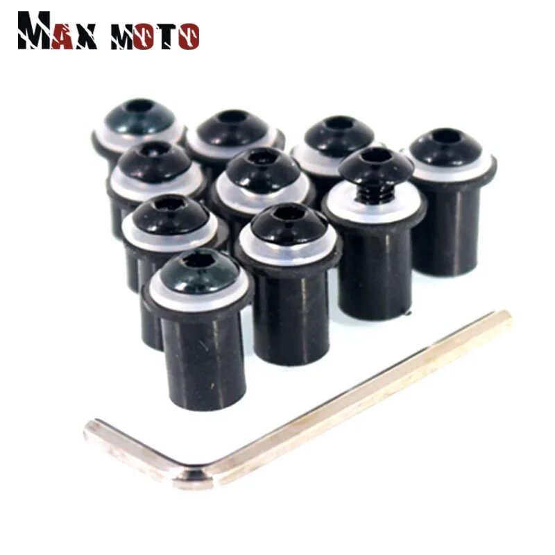 Для YAMAHA MT-07 MT-09 MT 07 MT07 MT09 MT-09 Tracer FZ1 FZ6 FZ8 болты для лобового стекла мотоцикла винт гайка крепежный комплект M5 5 мм 10 шт. Черный, Black