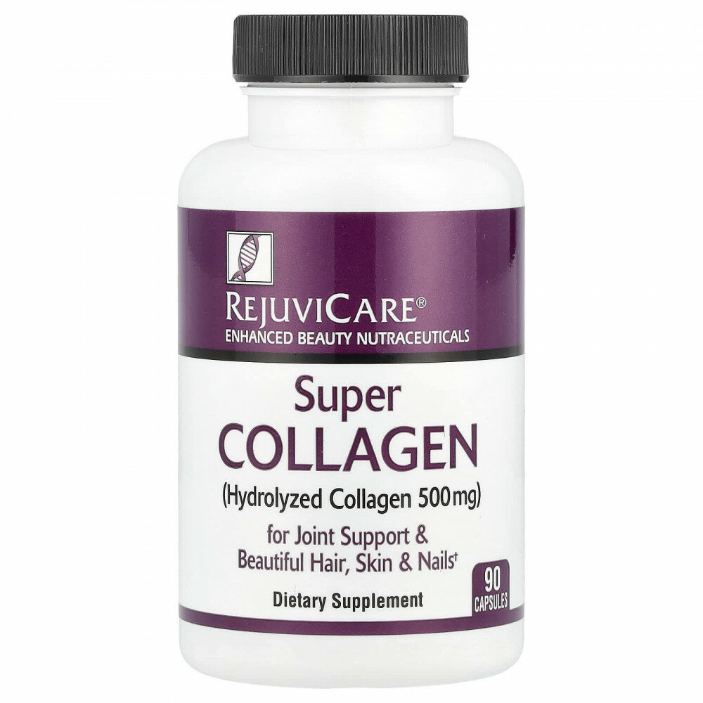 Rejuvicare, Super Collagen, коллаген, 500 мг, 90 капсул