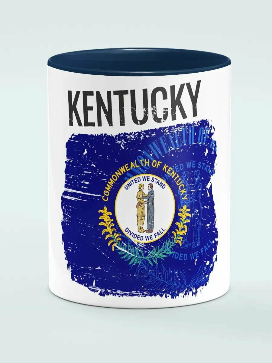 Кружка темно-синий цвет Филя "Флаг штата США Kentucky", использование в СВЧ, керамика, 330мл, 1шт