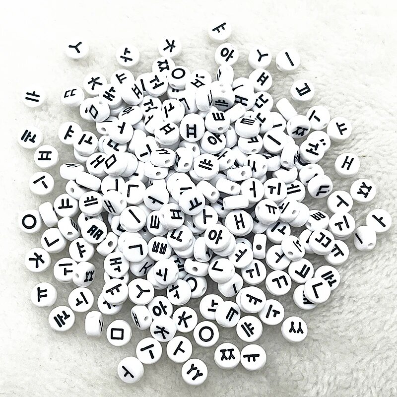 Бусины-шармы QQHYMJGT акрил русско-корейские буквы 100 шт 119