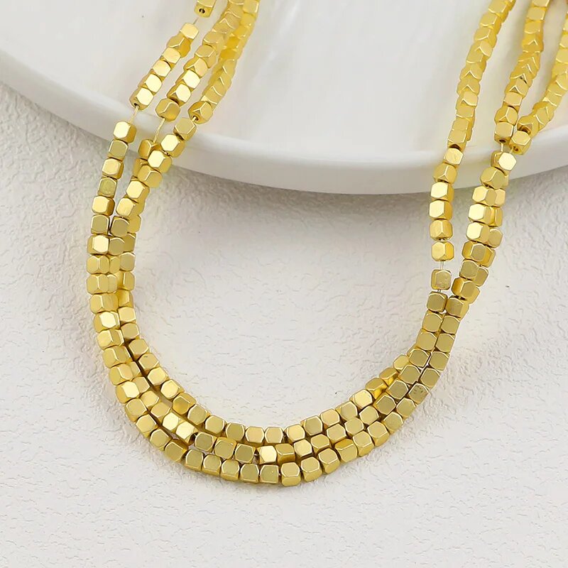 Бусы из гематита, 2 мм, 180 шт, цвет 18k Matte