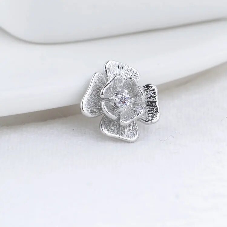 Подвеска цветок с цирконием, Platinum Color, 11х11 мм