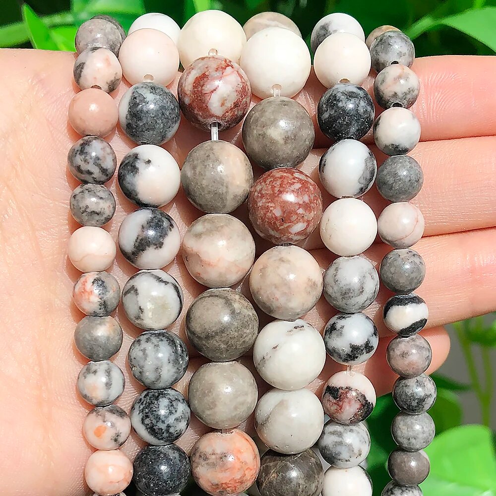 Бусины из розового Zebra Jasper, 4 мм, 91 шт