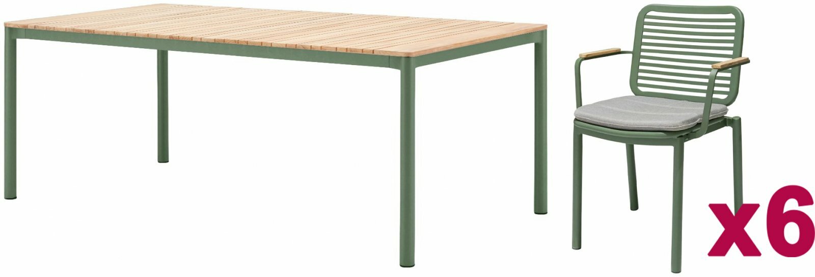 Комплект металлической мебели Tagliamento Armona Зеленый, светло-серый, натуральный