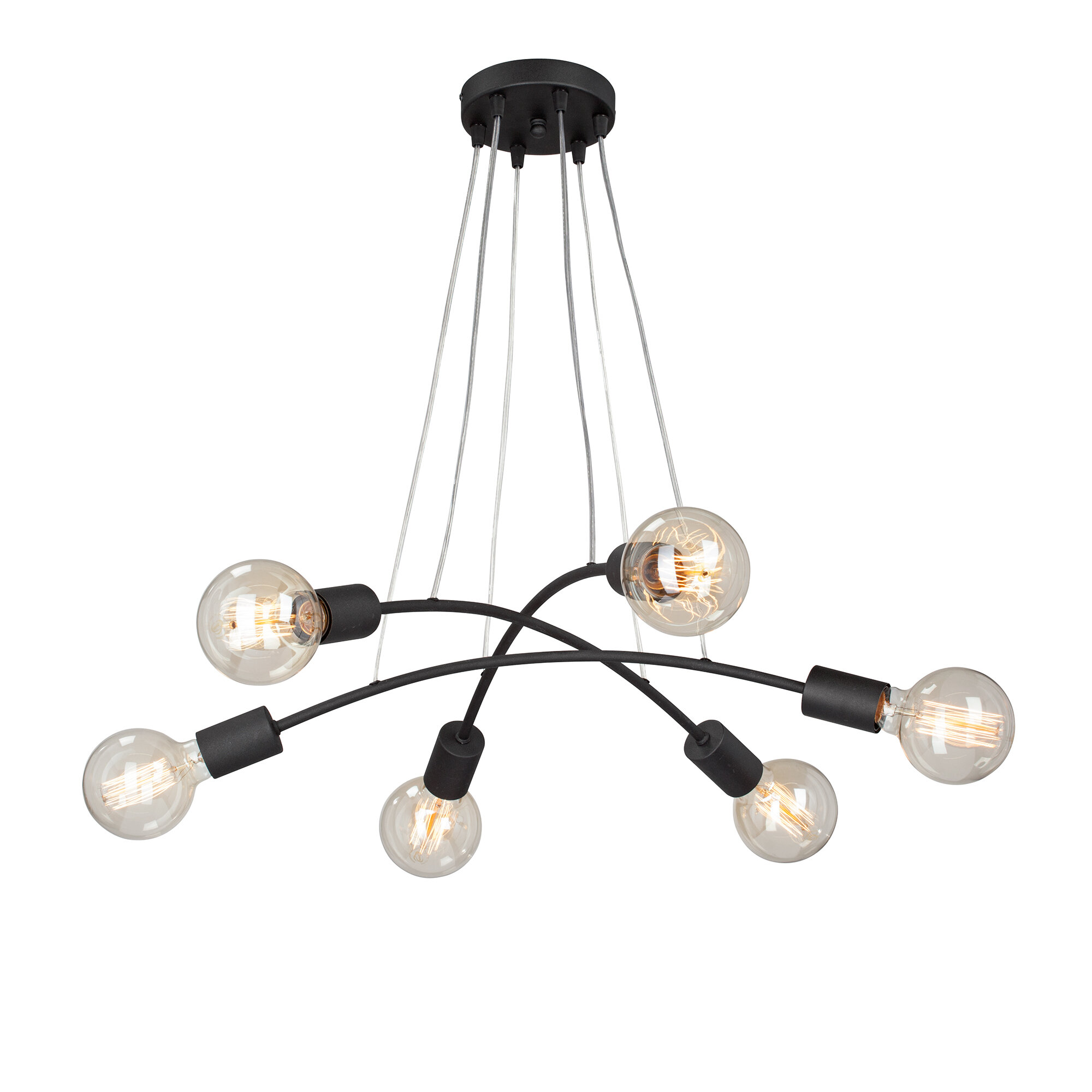 Люстра подвесная Vitaluce V4989-1/6S , 6 ламп 18м2, Е27, 40Вт, цвет чёрный матовый. %Распродажа!%