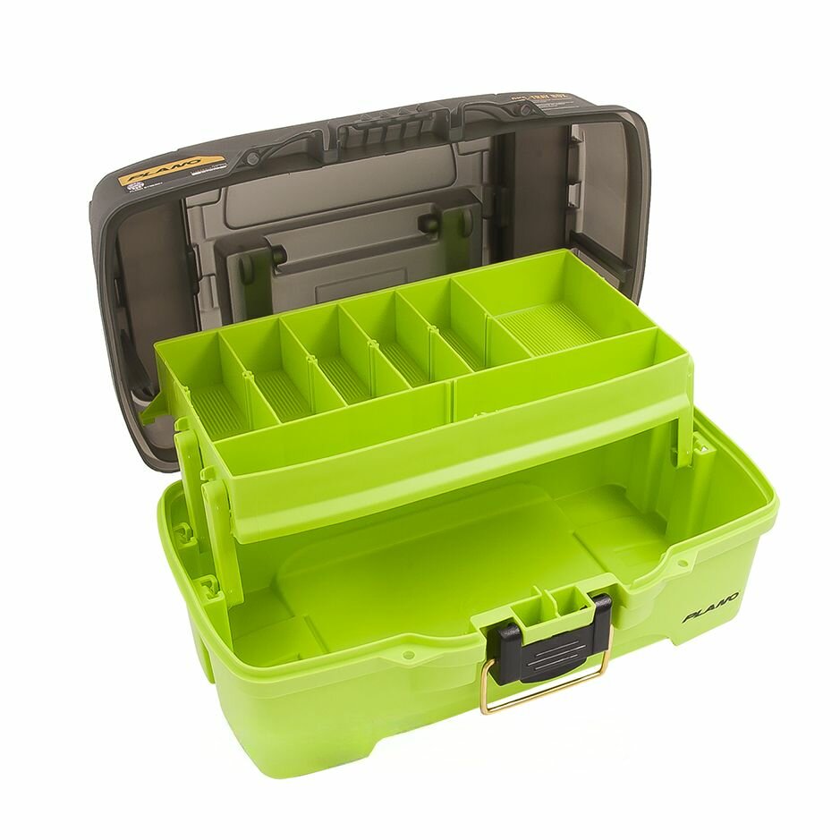 Ящик для рыболовных приманок снастей одно полочный Plano один ярус, светло-зеленый/дымчатый