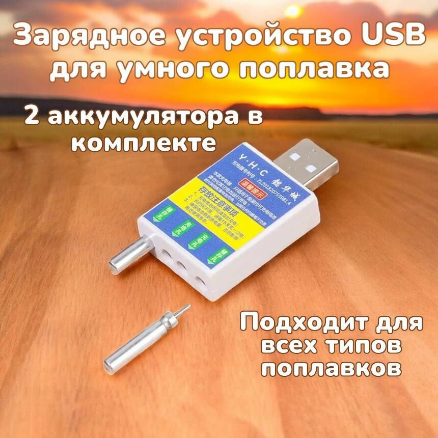 Зарядное устройство USB для Умного поплавка. 2 аккумулятора в комплекте