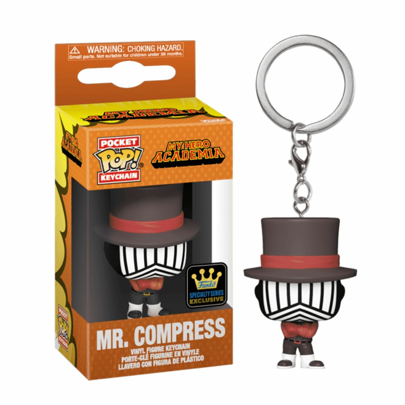 Брелок Funko POP Mr. Compress keychain со стикером (Эксклюзив Specialty Series) из аниме My Hero Academia / Ацухиро Сако Мистер Компресс из манга мультика Моя геройская академия, Фанко ПОП