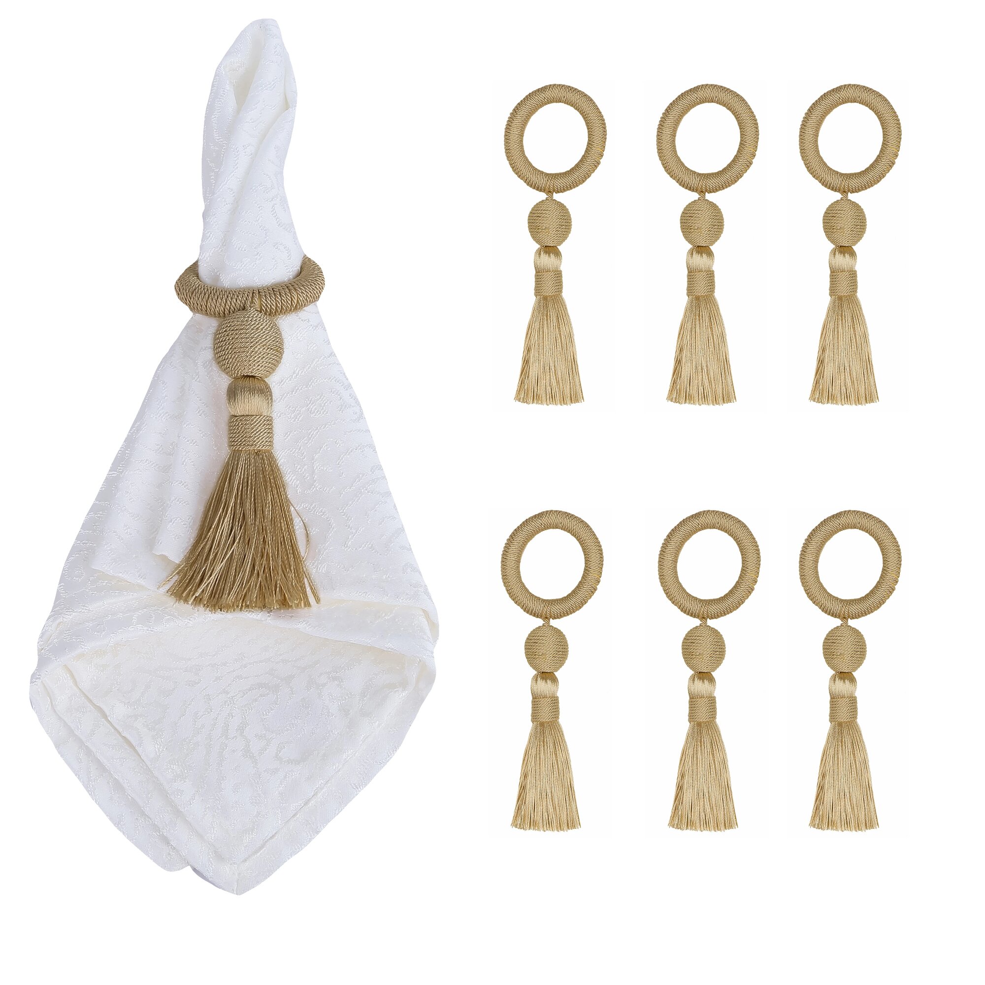 Деревянные кольца для салфеток 6 шт. Gold6pc